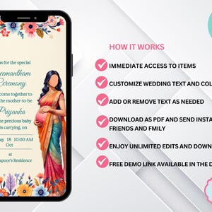 Digital Invite for Your Seemantham - Instant Download - Etsy