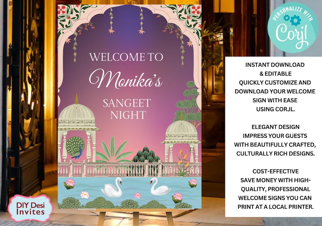 Customisable Digital Welcome Sign for Sangeet Night - Etsy