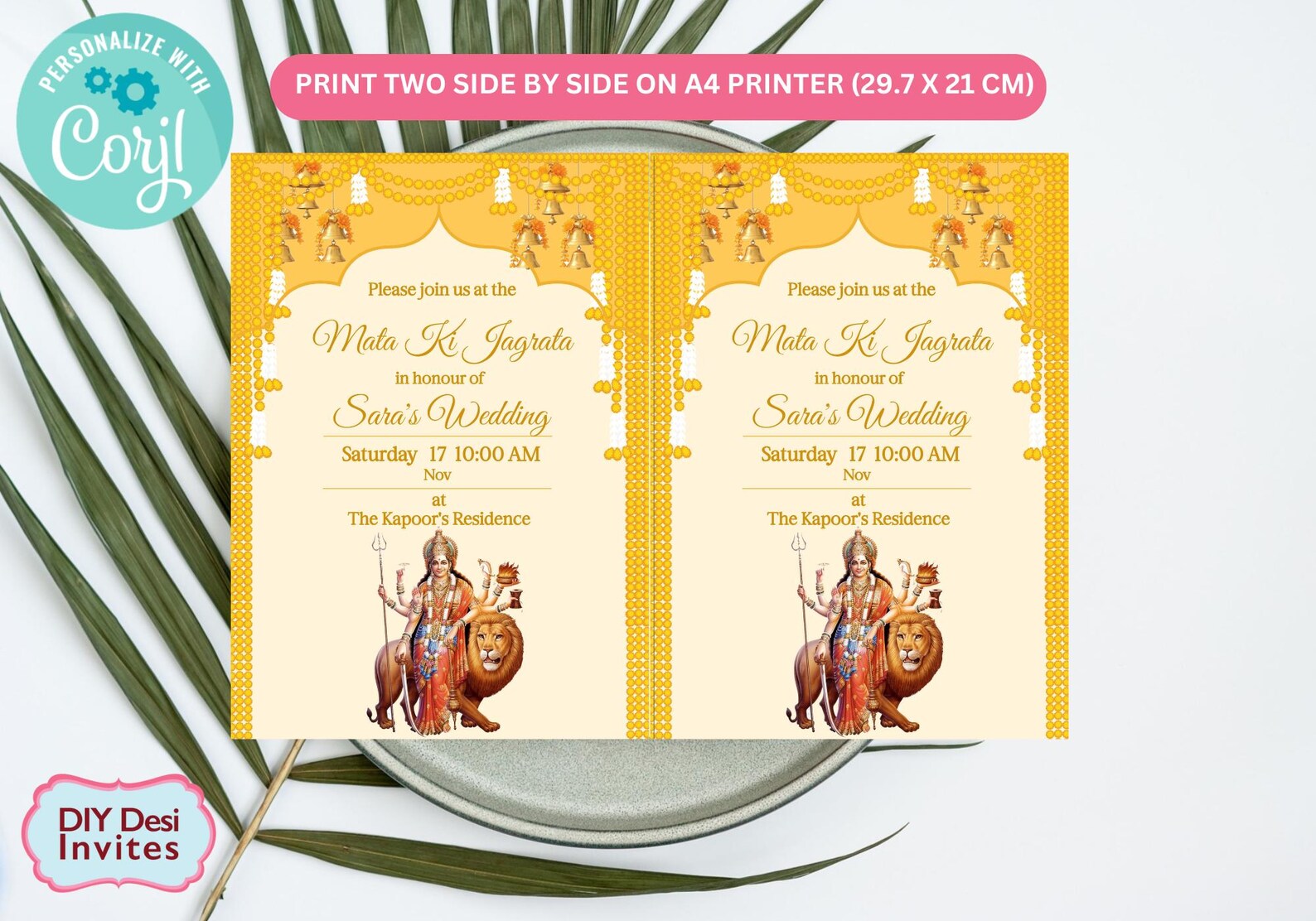 Editable Mata Ki Jagrata Invitation | 5x7 Instant Printable Invite ...