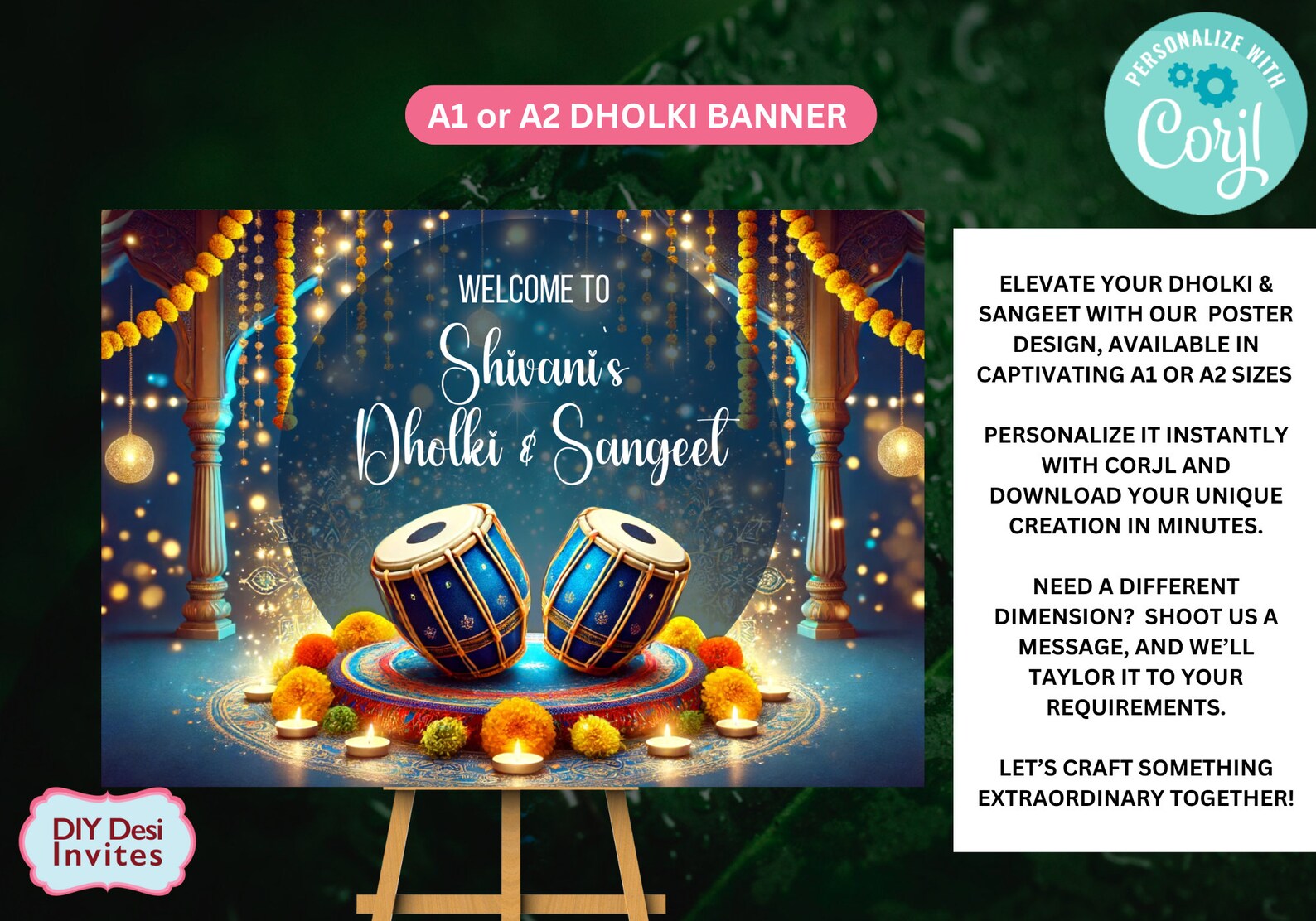Dholki Event Welcome Sign - Dholki Mobile Invite | Decorate Your Dholki ...