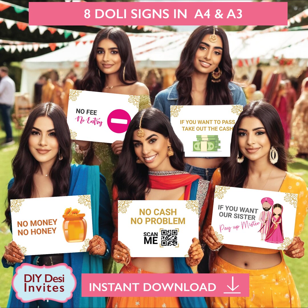 Modern Punjabi Doli Wedding Decor - Instant Download Signs for Indian ...
