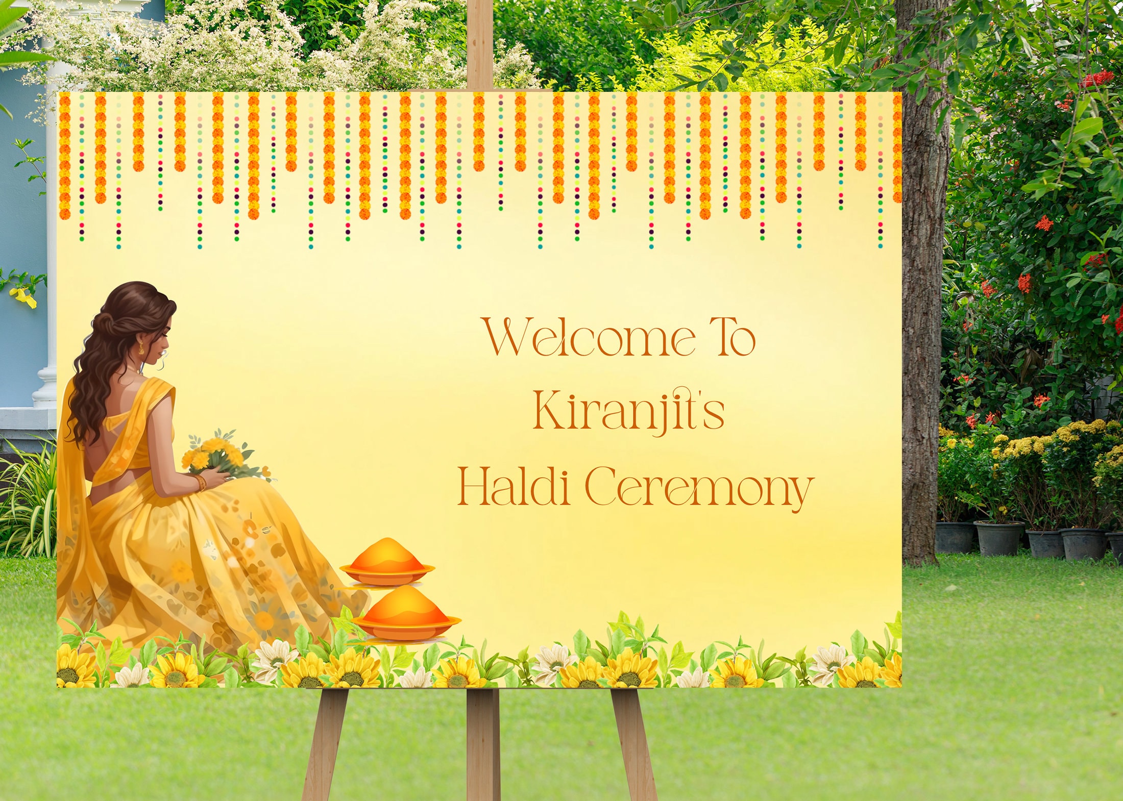 Haldi Ceremony Signage for Pre-wedding Party - Haldi Event Welcome Sign ...