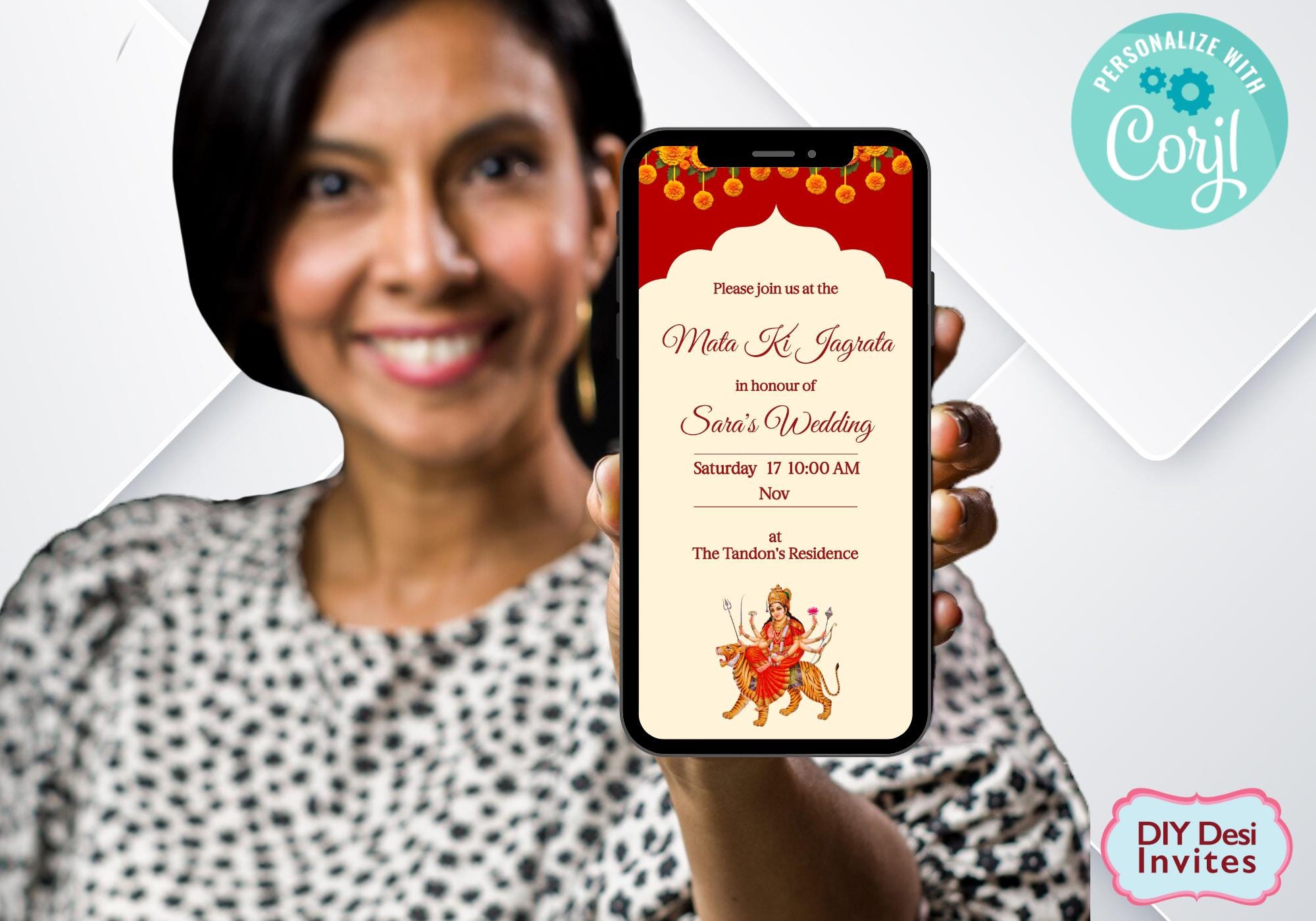 Mata Ki Jagrata Invitation | 5x7 Instant Printable Invite & Mobile ...