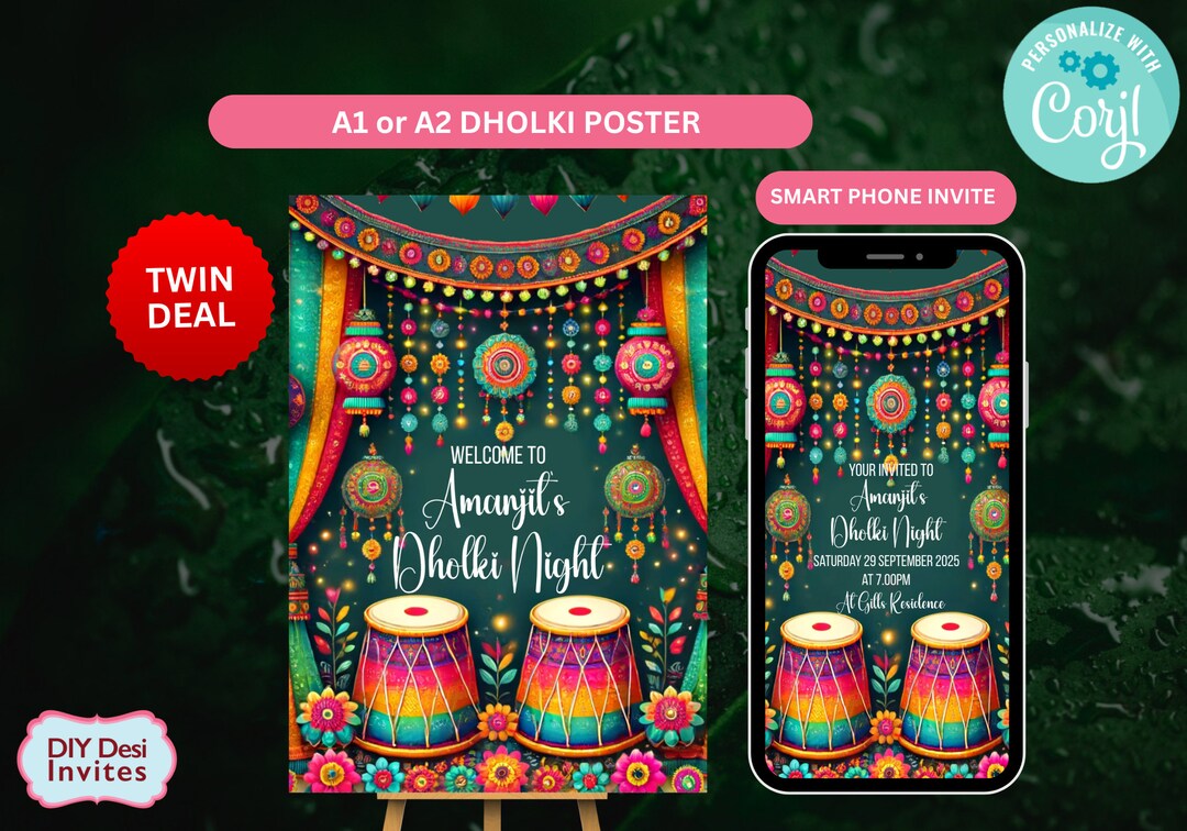 Dholki Invite Sign for Your Elegant Dholki Event | Custom Welcome ...