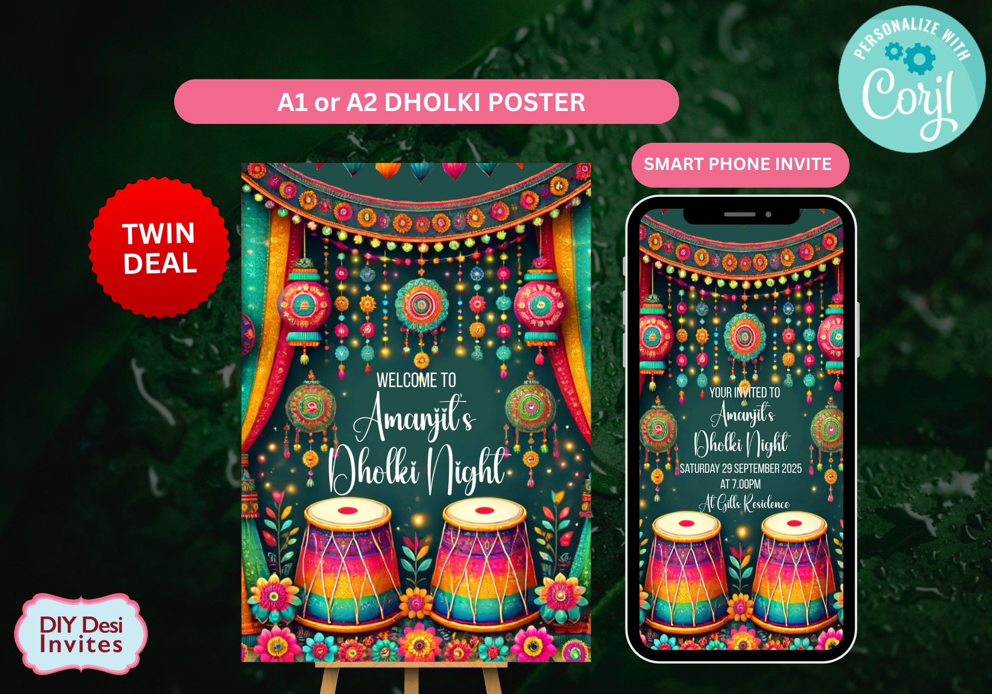 Dholki Invite Sign for Your Elegant Dholki Event | Custom Welcome ...