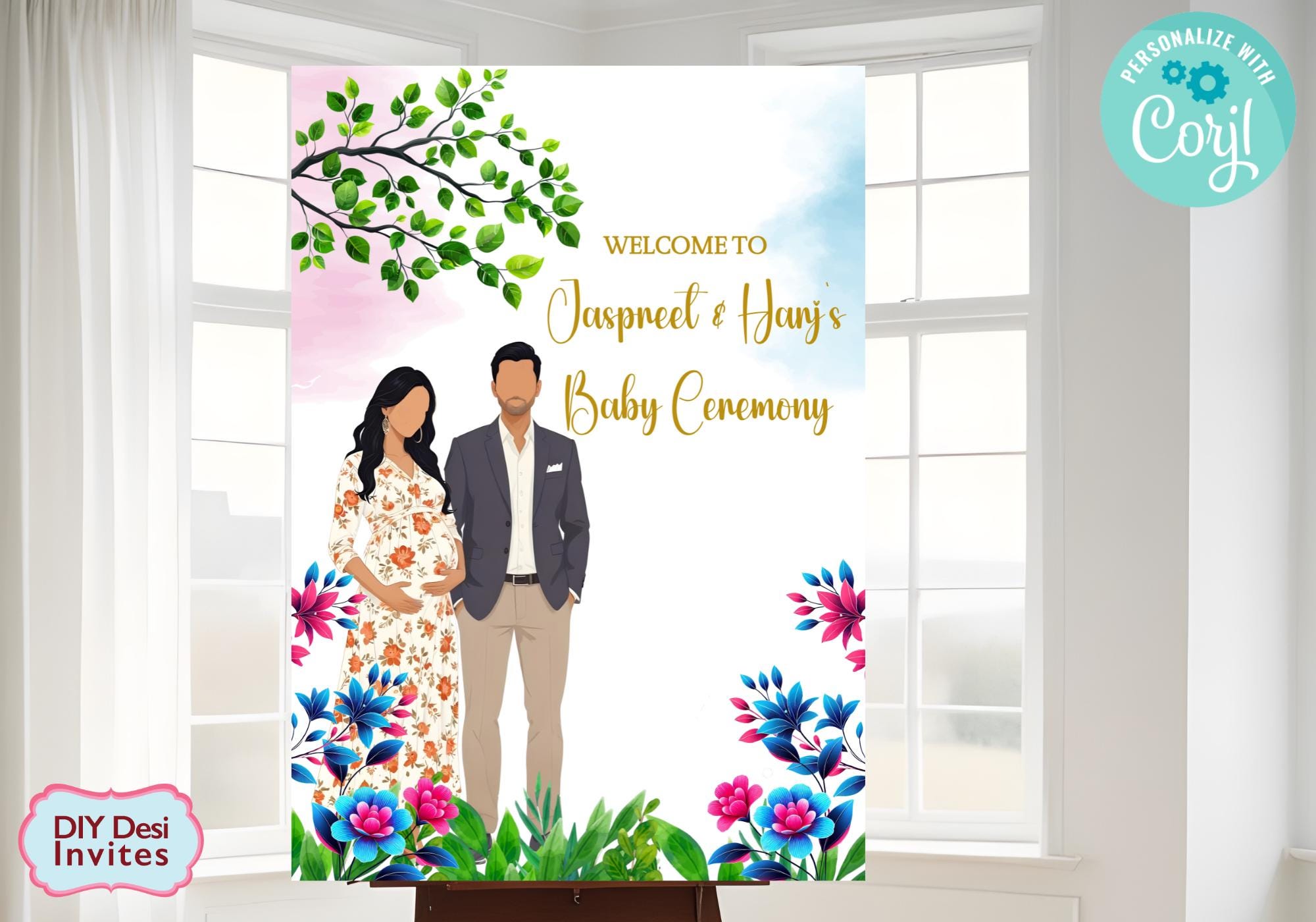 Indian Baby Shower Welcome Sign, Baby Krishna Godh Bharai Welcome ...