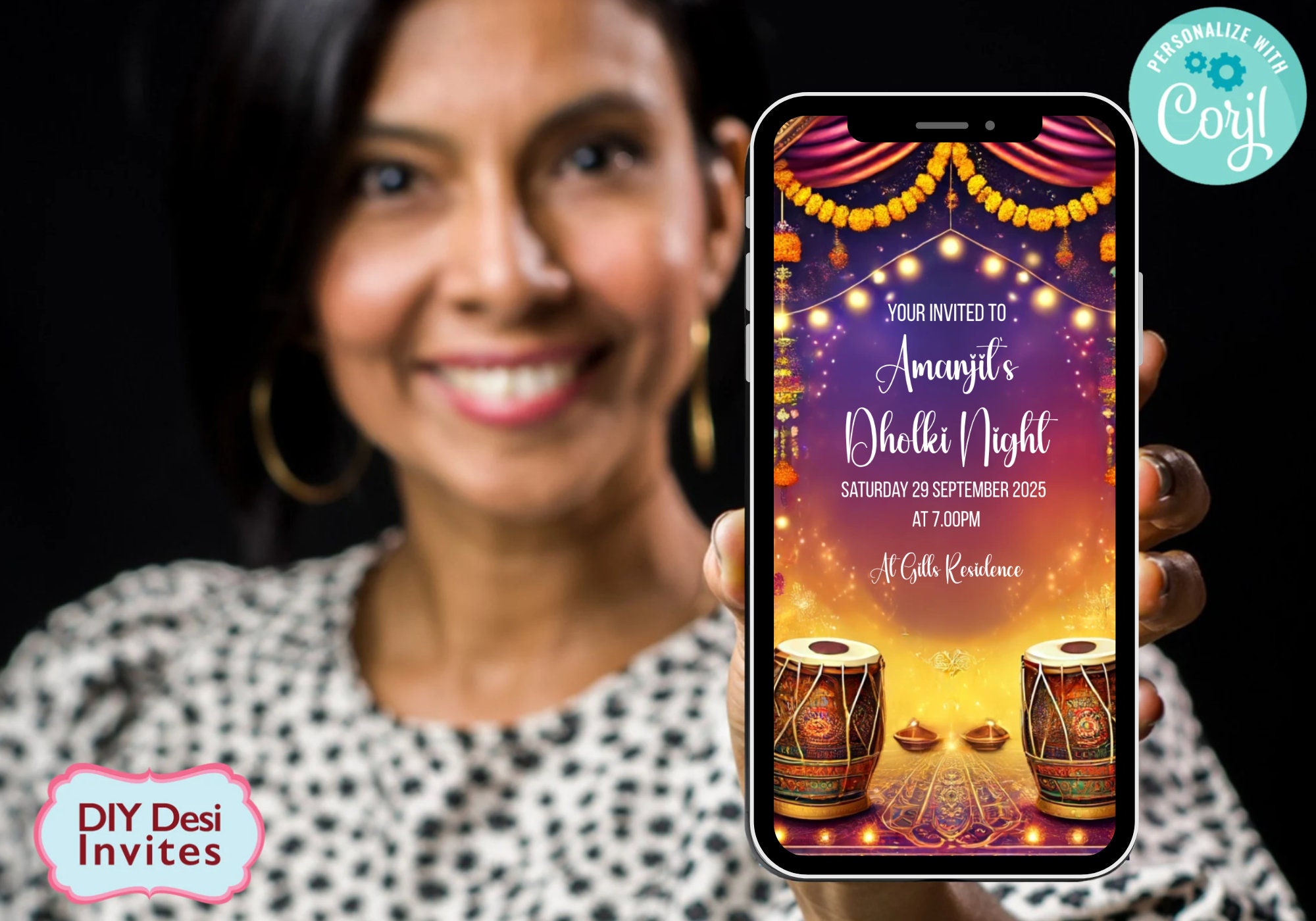 Dholki Night Invitation - Dholki Invite - Invite to Your Dholki Event ...