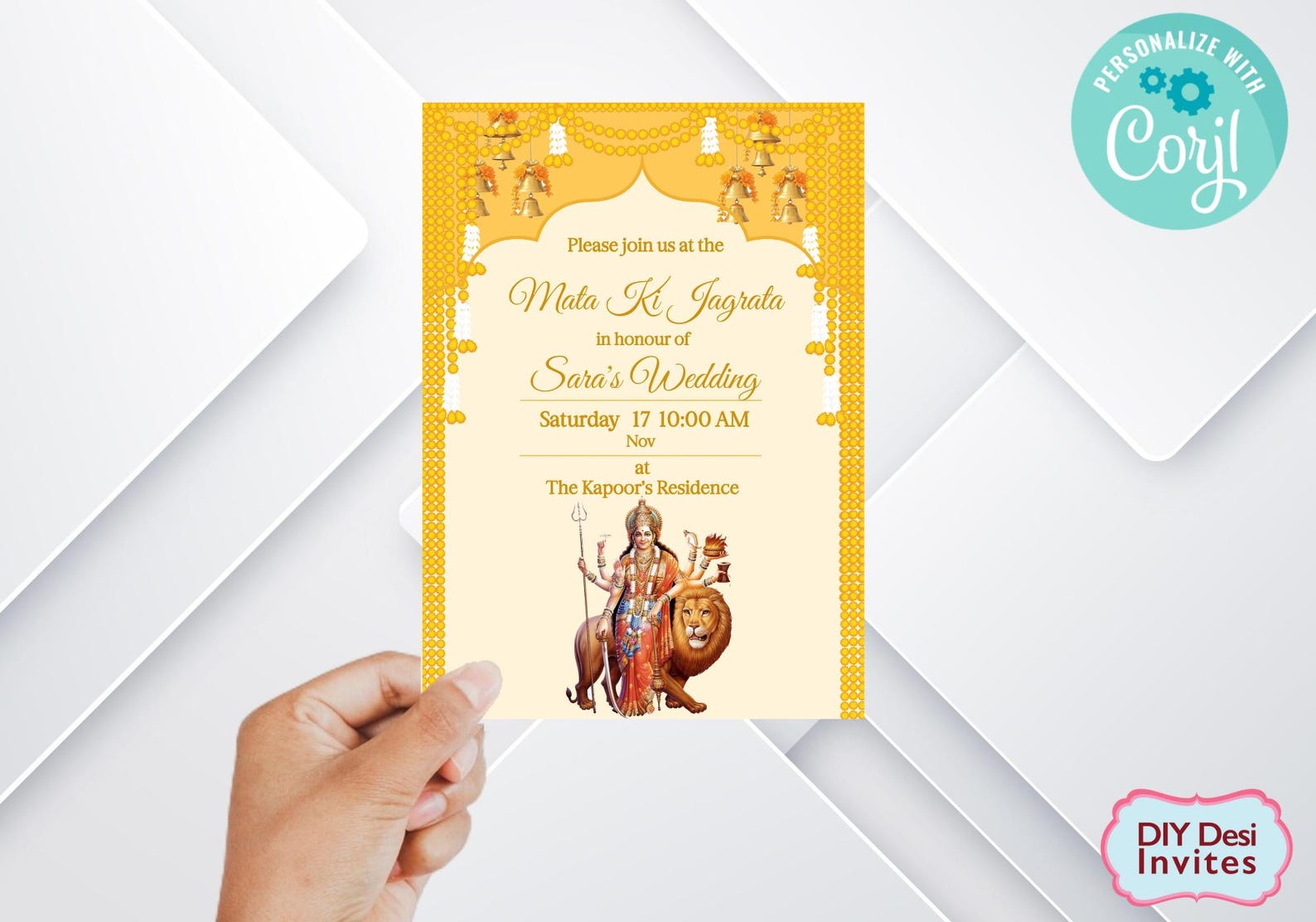 Editable Mata Ki Jagrata Invitation | 5x7 Instant Printable Invite ...