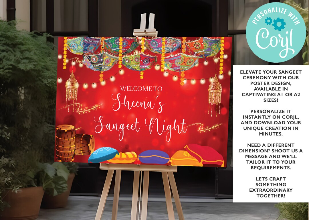 Sangeet Night Ceremony Poster Sangeet Event Welcome Sign Welcome Your ...