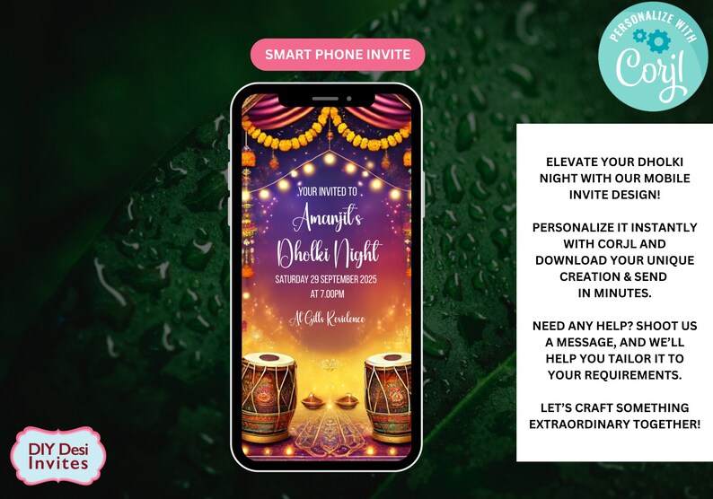 Dholki Night Invitation - Dholki Invite - Invite to Your Dholki Event ...