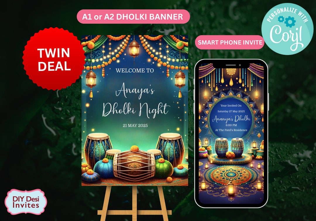 Welcome to Your Dholki Celebration - DIY Dholki Sign and Invite ...