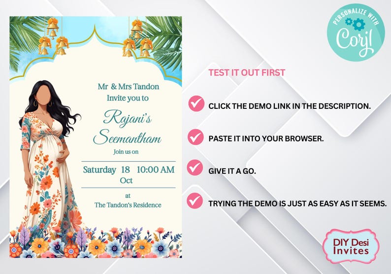Personalized Srimantham 5x7 Invite DIY Printable Decor Instant Download ...