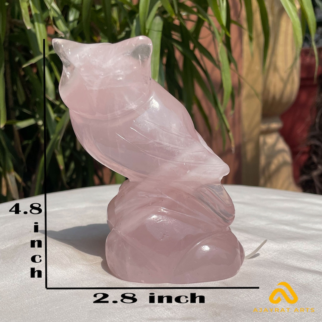 Rose Quartz Owl Hand Carving Rose Quartz Figurine Standing - Etsy