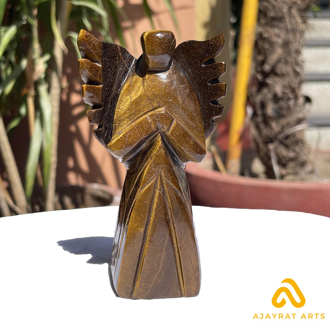 Tiger Eye Angel Hand Carving Crystal Figurine Standing - Etsy