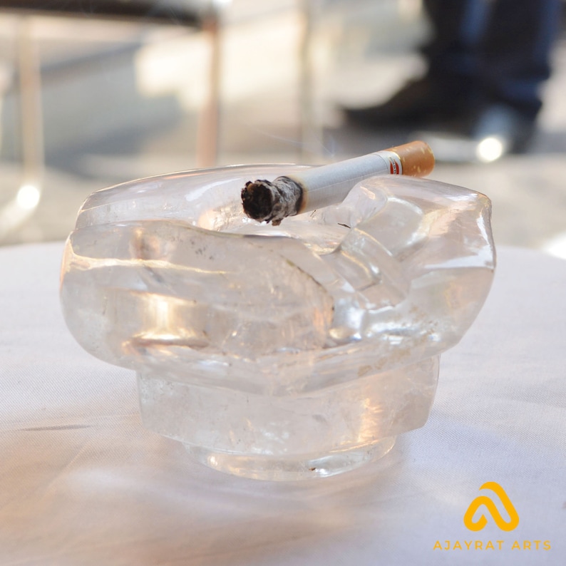 Cigarette Coaster, Hand Carving, Crystal Quartz Figurine, Cigar Holder ...