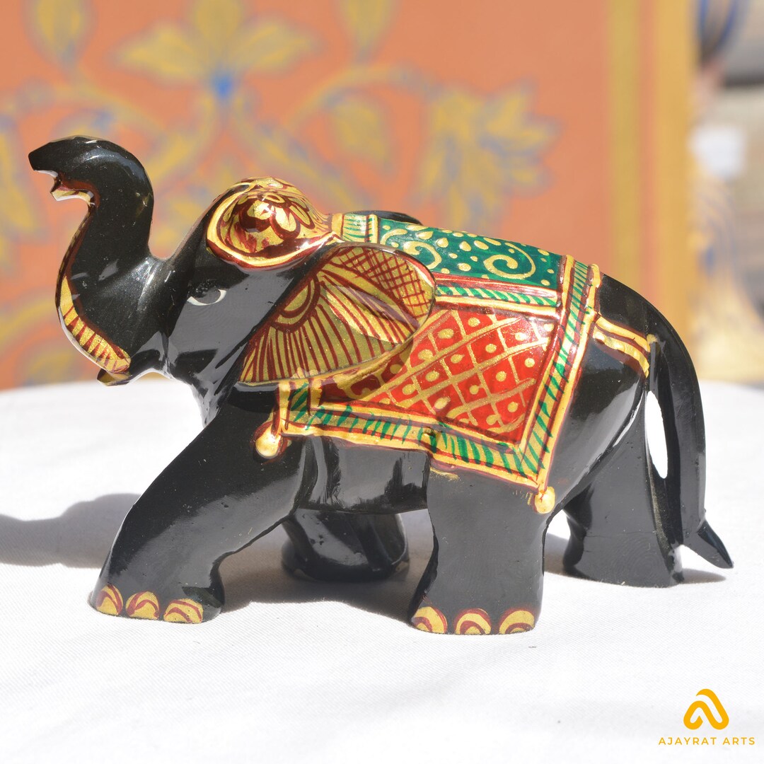Hand Carved Shungite Elephant Sculpture: Home Decor Figurine (260 Gram ...