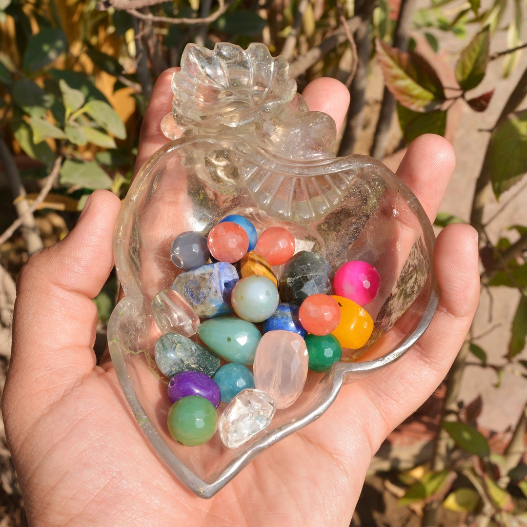 Crystal Bawl, Hand Carving, Leaf Shape Bawl, Crystal Quartz Figurine ...