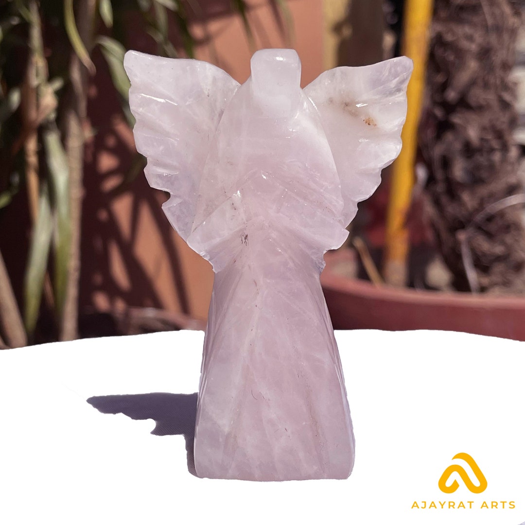 Natural Rose Quartz Angel, Handmade Carving, Rose Quartz Figuring ...