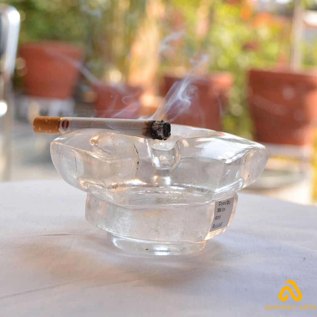 Cigarette Coaster, Hand Carving, Crystal Quartz Figurine, Cigar Holder ...