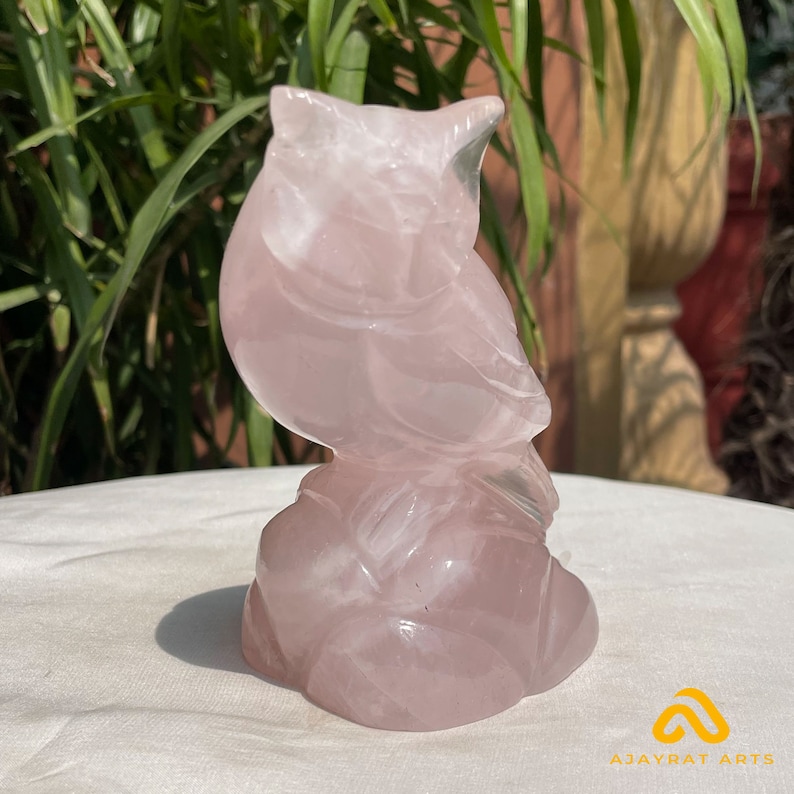Rose Quartz Owl Hand Carving Rose Quartz Figurine Standing - Etsy