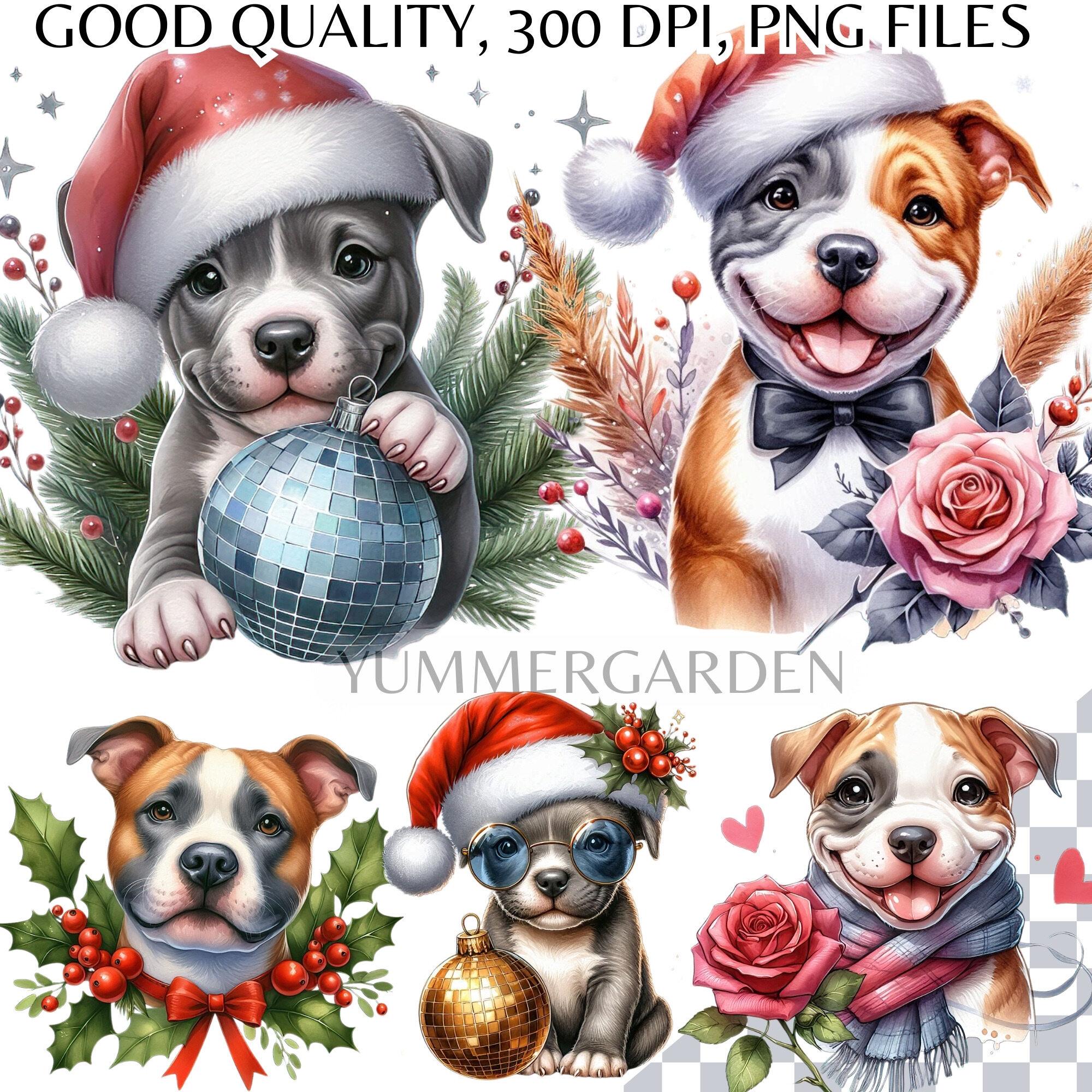 Christmas Pitbull PNG Bundle, Christmas Dog Clipart Set, Christmas Dog ...