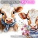15 Cute Cows, Watercolor Baby Animal Clip Art Bundle, Kawaii Cow Animal ...