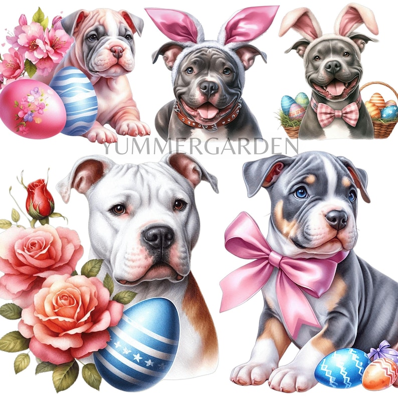 Easter Pitbull Clipart Bundle: 70+ Dog PNG Designs (digital Download ...