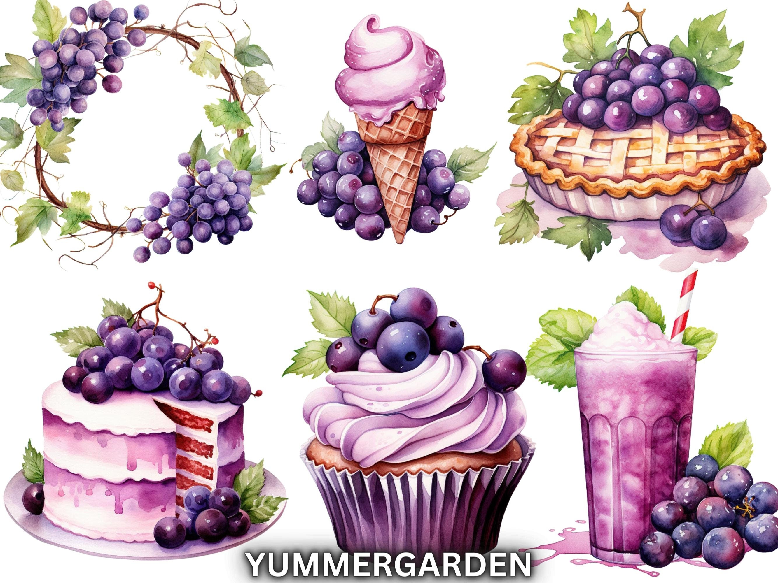 35 Watercolor Grape and Fruits Clip Art Bundlegrape Wine - Etsy