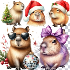 Christmas PNG Bundle, Christmas Capybara Sublimation Design, Capybara ...