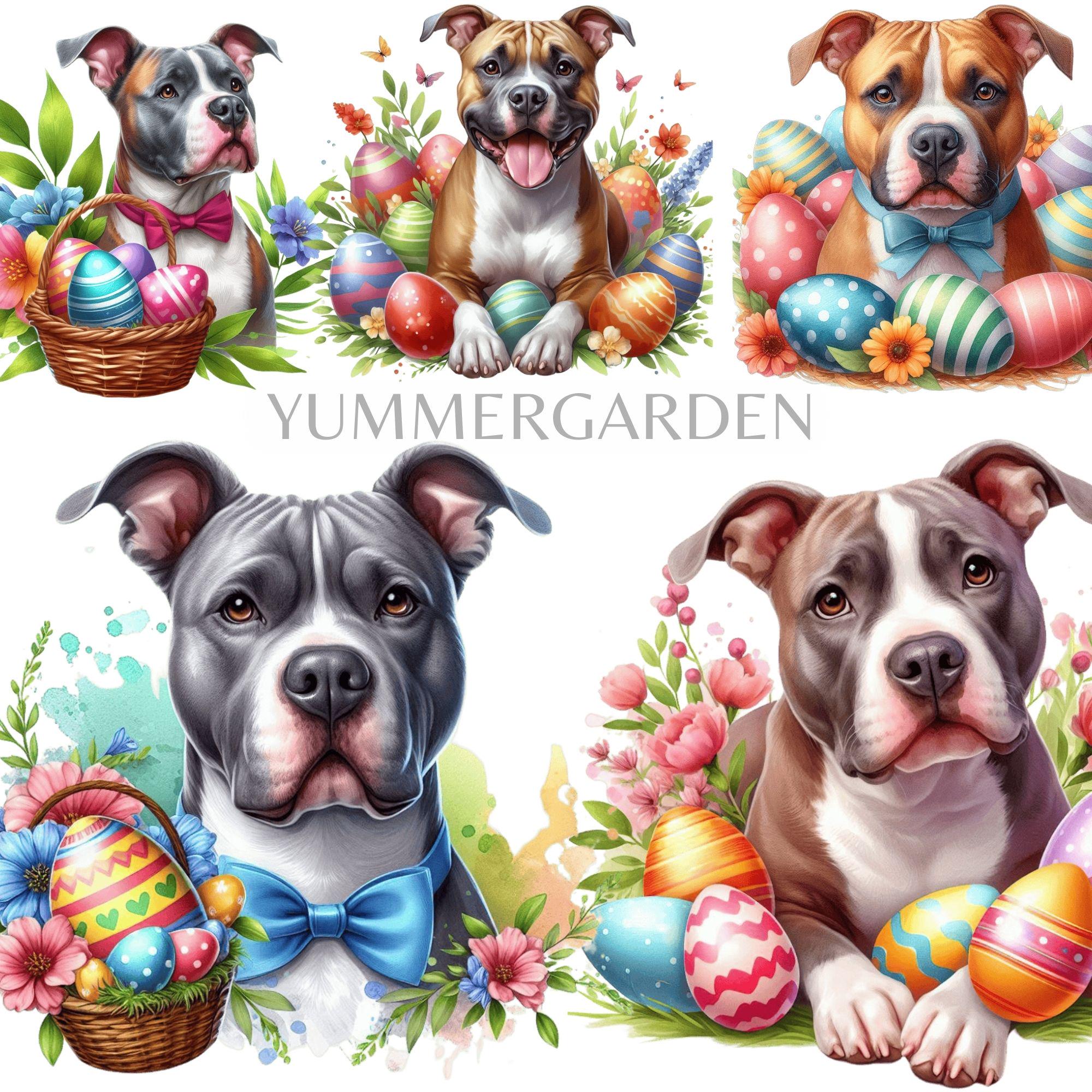Easter Pitbull Clipart Bundle: 70+ Dog PNG Designs (digital Download ...