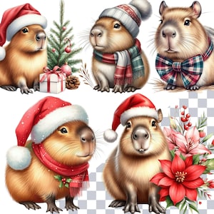 Christmas PNG Bundle, Christmas Capybara Sublimation Design, Capybara ...