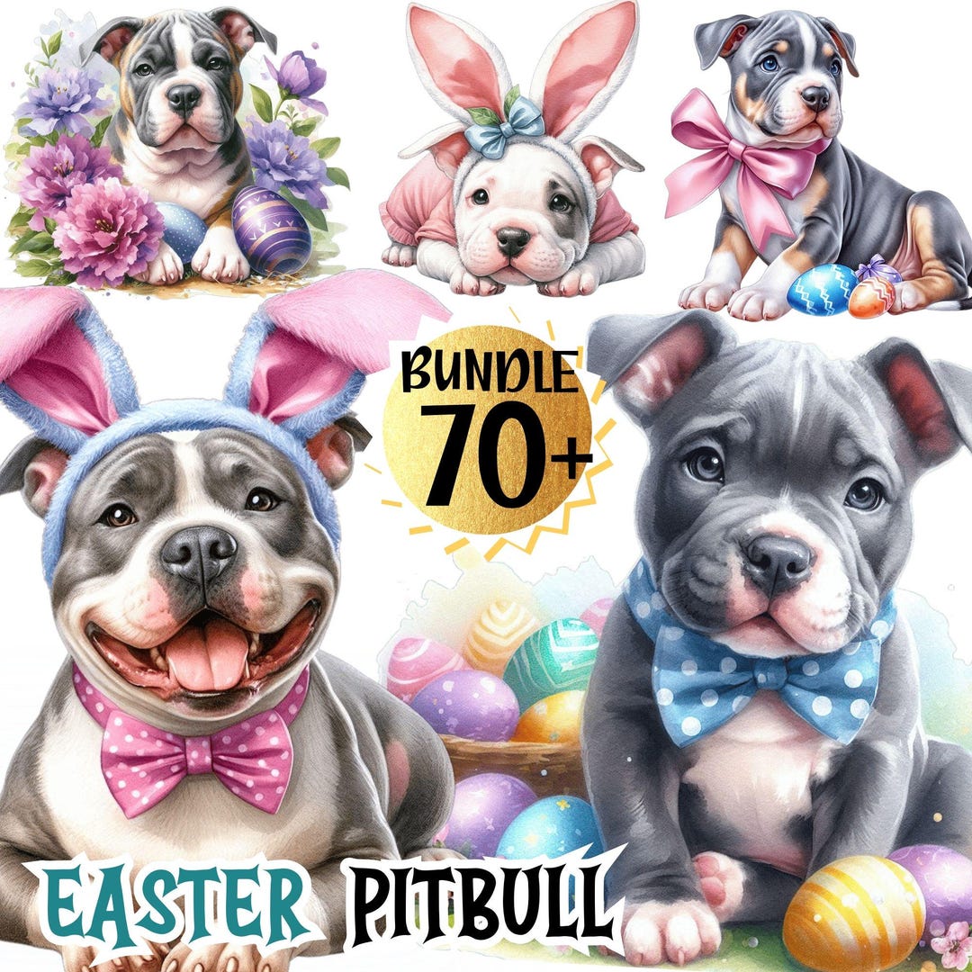 Easter Pitbull Clipart Bundle, Pitbul PNG, Easter Eggs Pitbull Clip Art ...