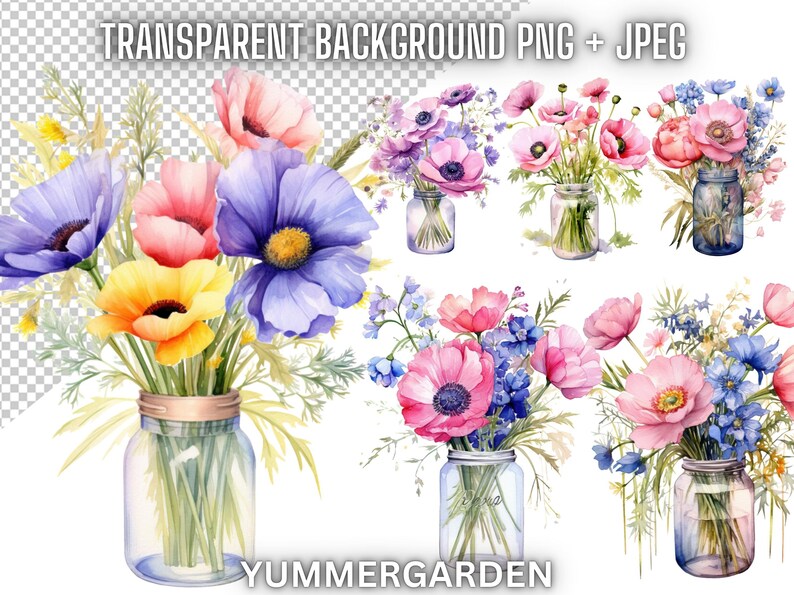 44 Watercolor Poppy Wildflower Clip Art Bundle Pink Floral - Etsy
