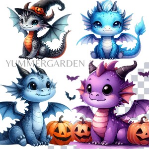 Bundle 30+ Halloween Dragon Clipart Bundle, Baby Dragon Digital Sticker ...