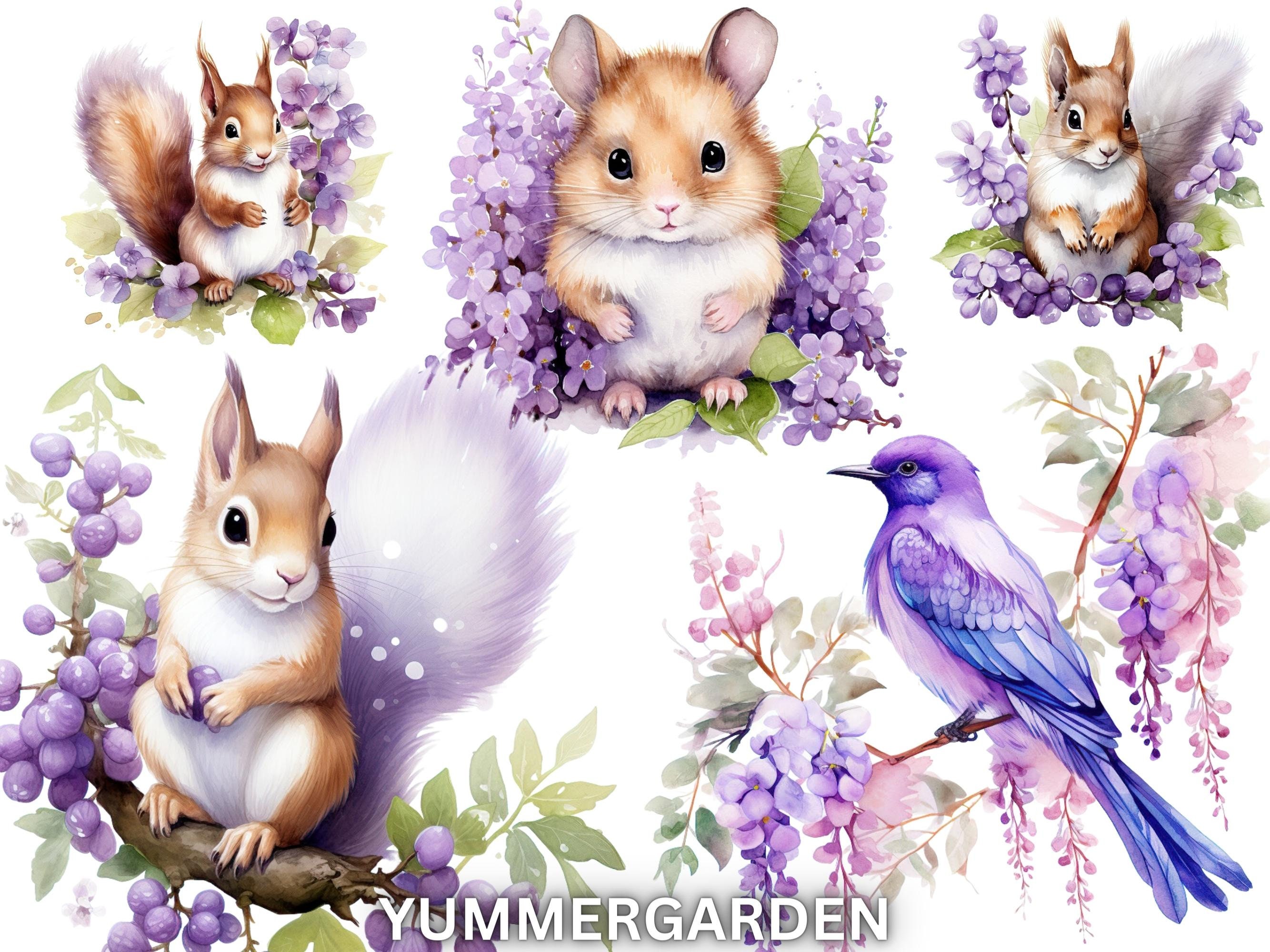 32 Watercolor Wisteria Purple Flower Clip Art Bundle,violet Flowers Png ...