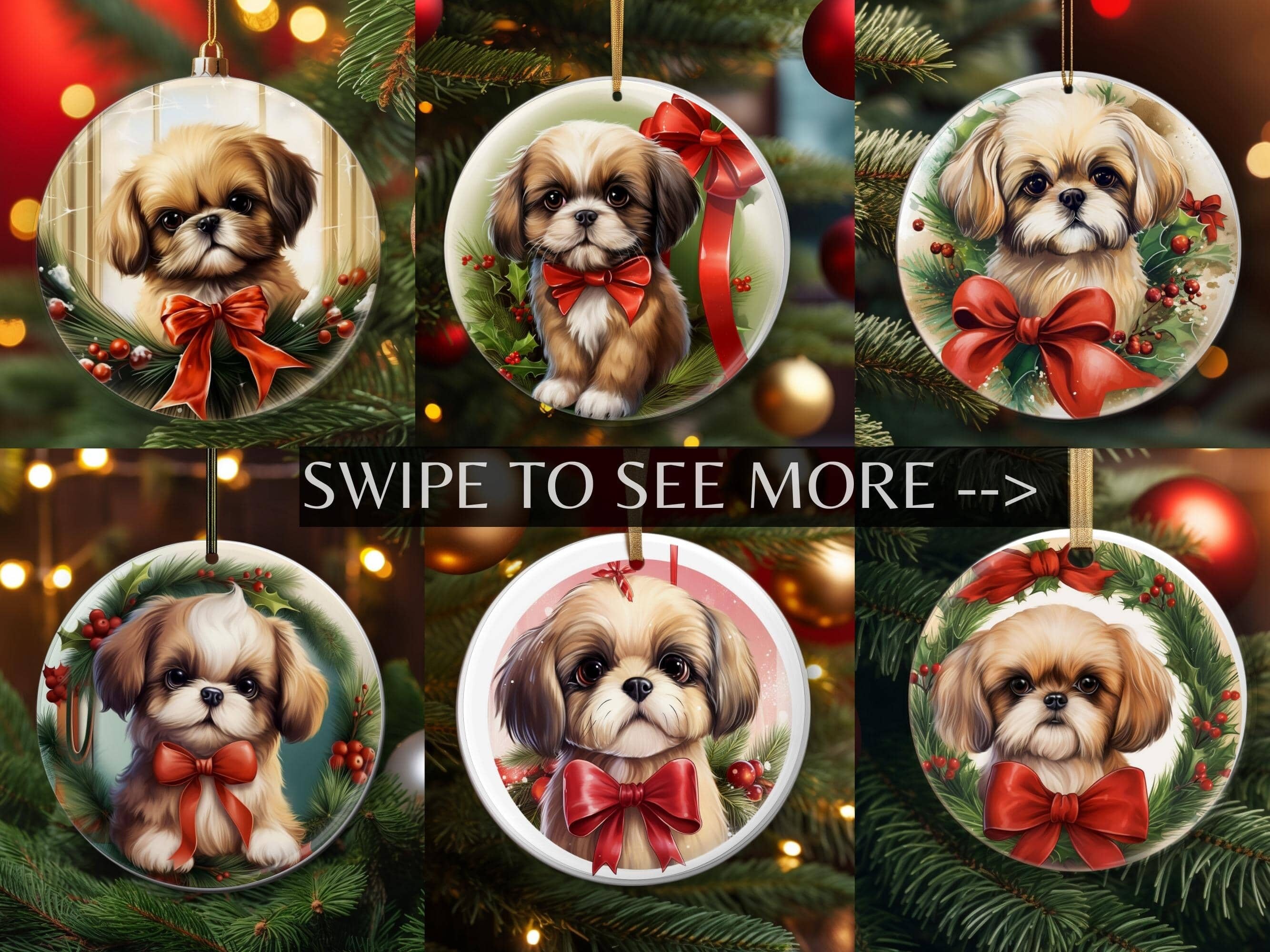 100 Shih Tzu Christmas Dog Ornaments PNG Bundle, Shih Tzu Puppy PNG Set ...