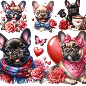 Frenchie Valentine Clipart Bundle, French Bulldog Valentine's Day ...