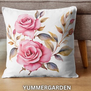 30 Watercolor Golden Pink Rose Flower Clip Art Bundle, Rose Gold PNG ...