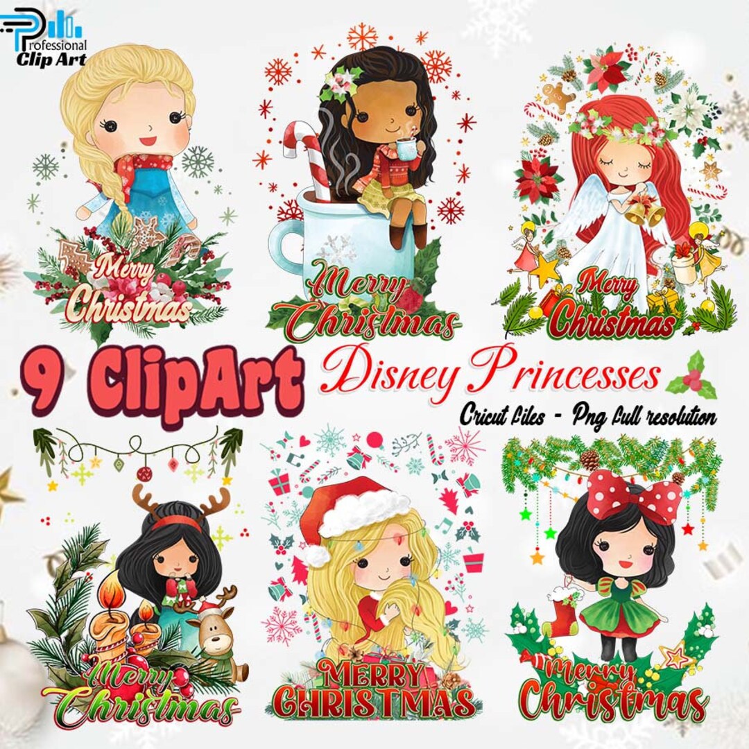 Bundles Clipart Princesses Christmas - Formats Psd, Cdr, AI, Pdf, Png ...