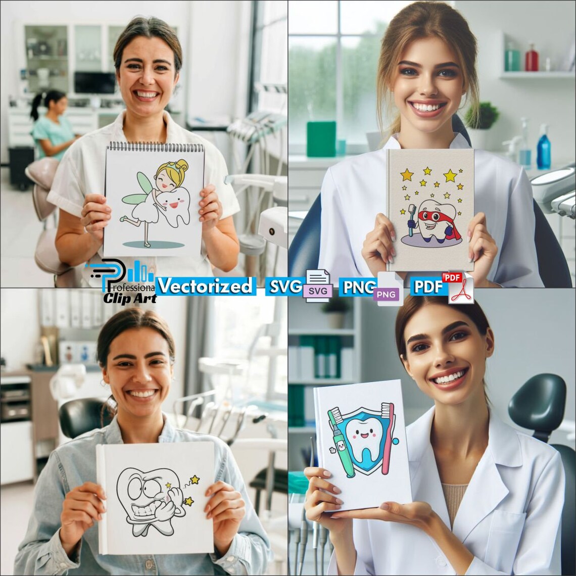 Kawaii Dental SVG/PNG Clipart Pack - Dentist Gifts & Stickers, Editable ...