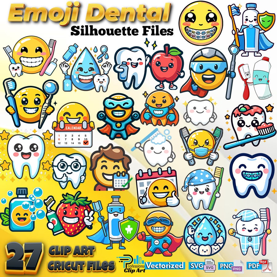 Unique Dental Clipart - SVG/PNG for Gifts and Stickers, Dental Art for ...