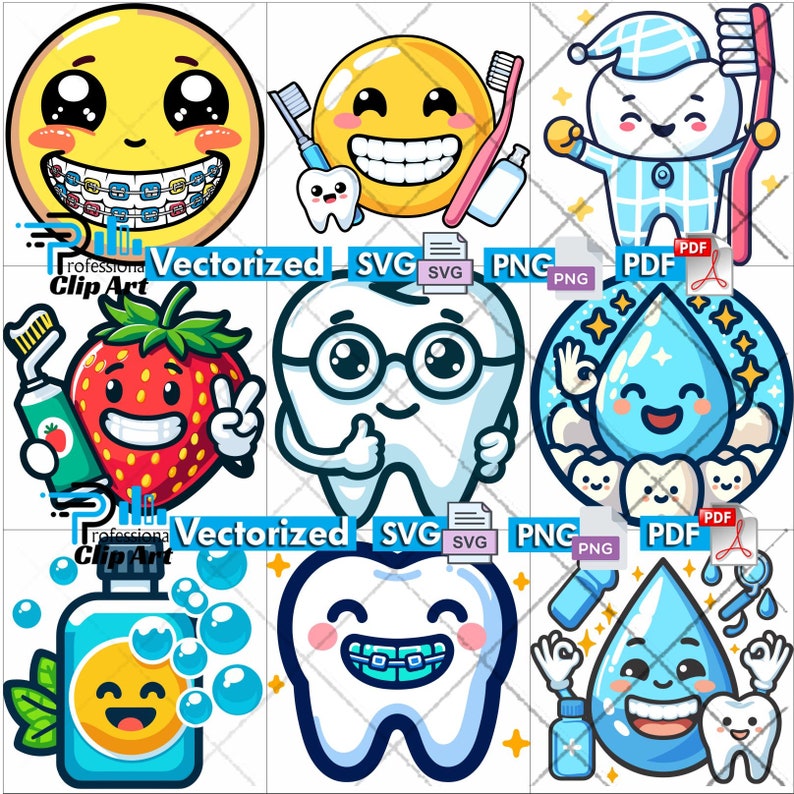 Unique Dental Clipart - SVG/PNG for Gifts and Stickers, Dental Art for ...