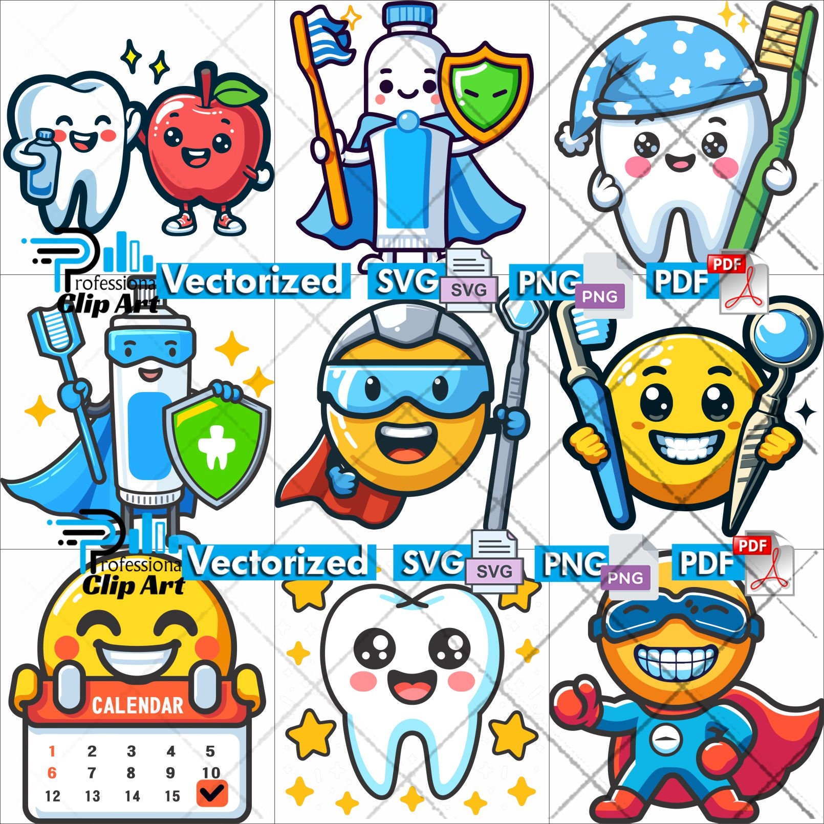 Unique Dental Clipart - SVG/PNG for Gifts and Stickers, Dental Art for ...