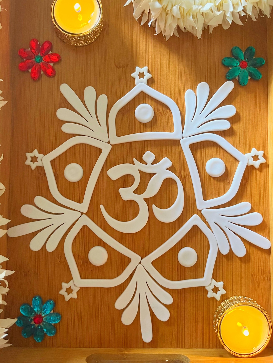Reusable Plastic Rangoli OM-LEAF Design DIY Mat Durable - Etsy