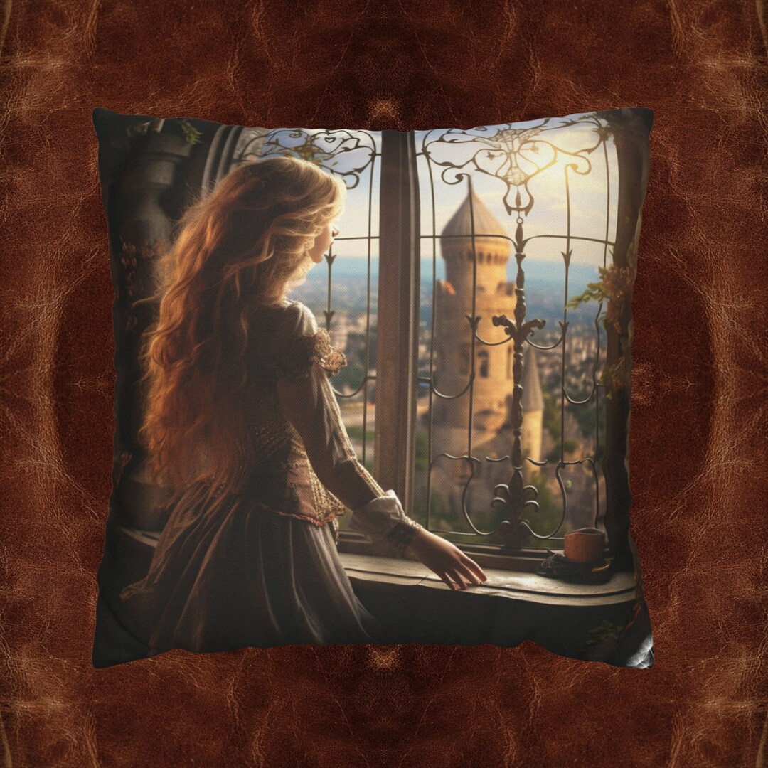 Princess Rapunzel Pillow Cover - Storybook Painting, Lotus Pattern ...