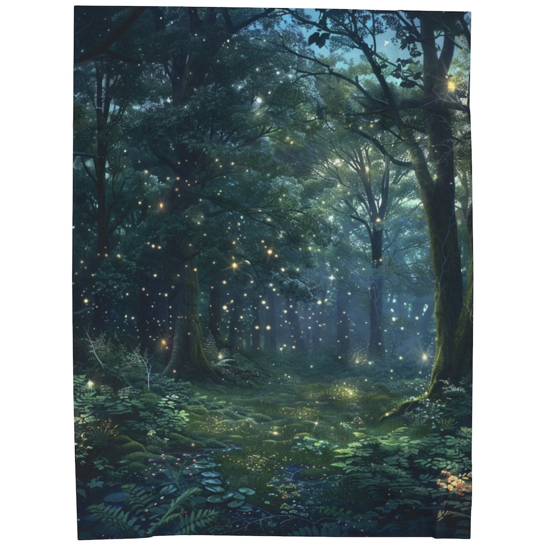Magical Firefly Forest Blanket | Cozy Velveteen Forest Magic ...