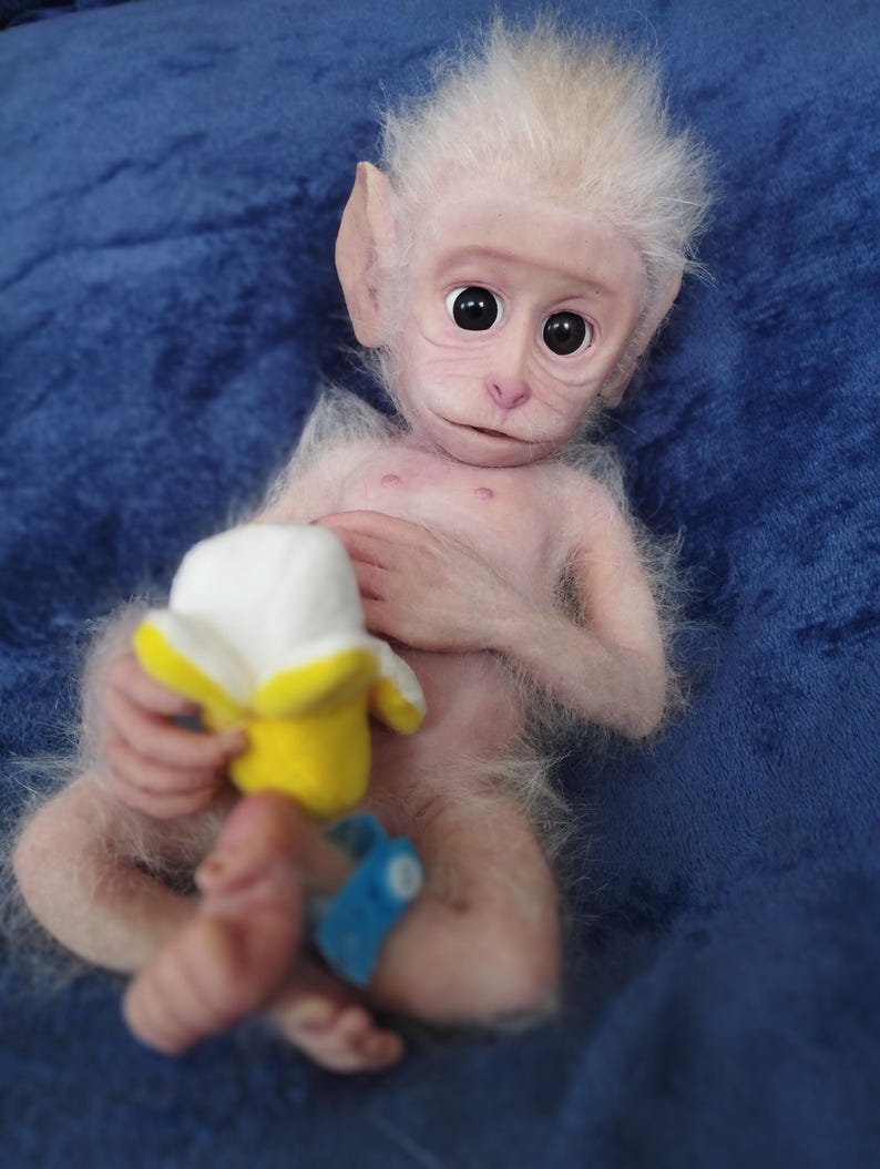 Lifelike Silicone Macaque Monkey Baby Doll: Hand-rooted Hair, 14" - Etsy