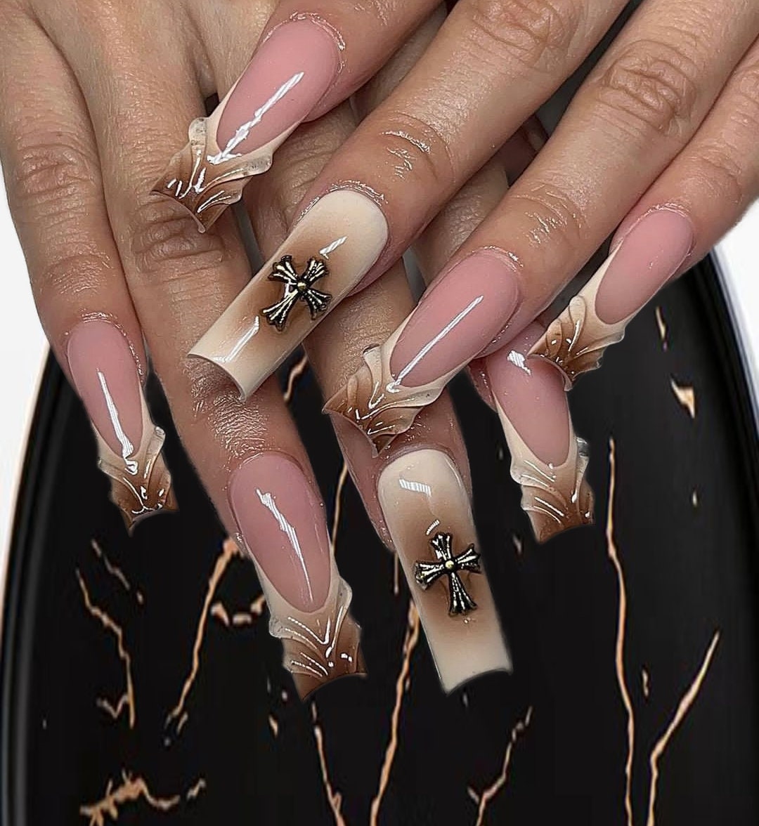 Brown Nails/apricot Nails /press on Nails/gift Nails/hand Made Press on ...