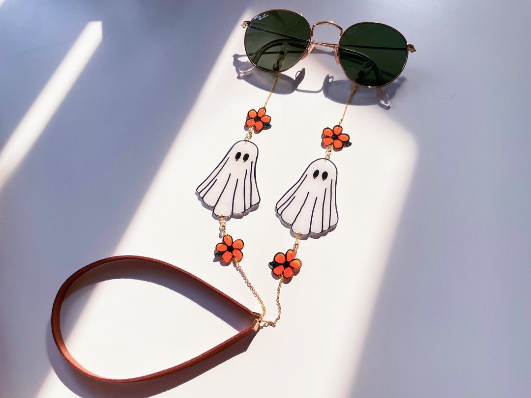 White Ghost Halloween Glasses Chain｜14k Gold Resin Sunglasses Chain ...