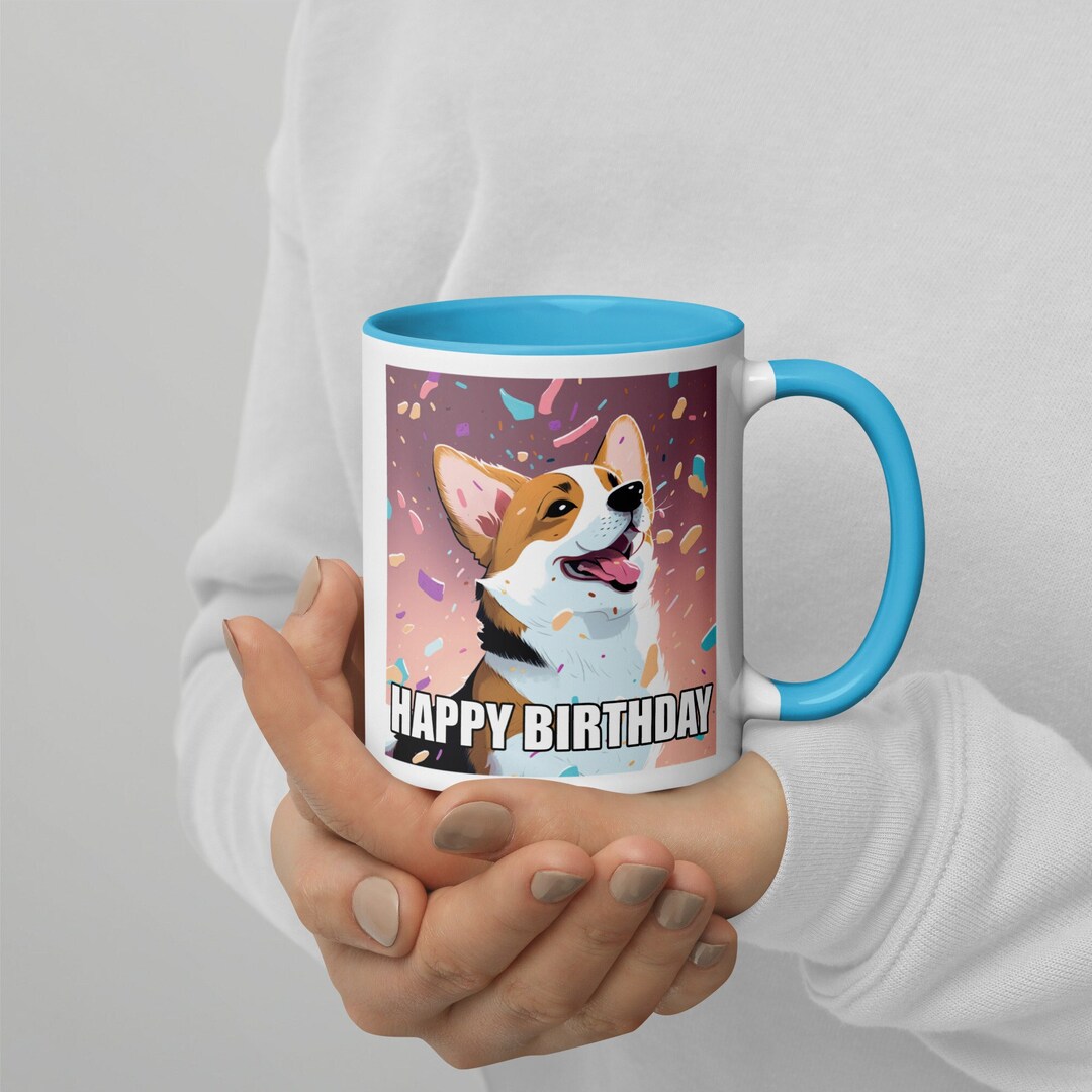 Custom Corgi Mug Birthday Dog Cartoon Celebration Coffee Tea Cup Gift ...